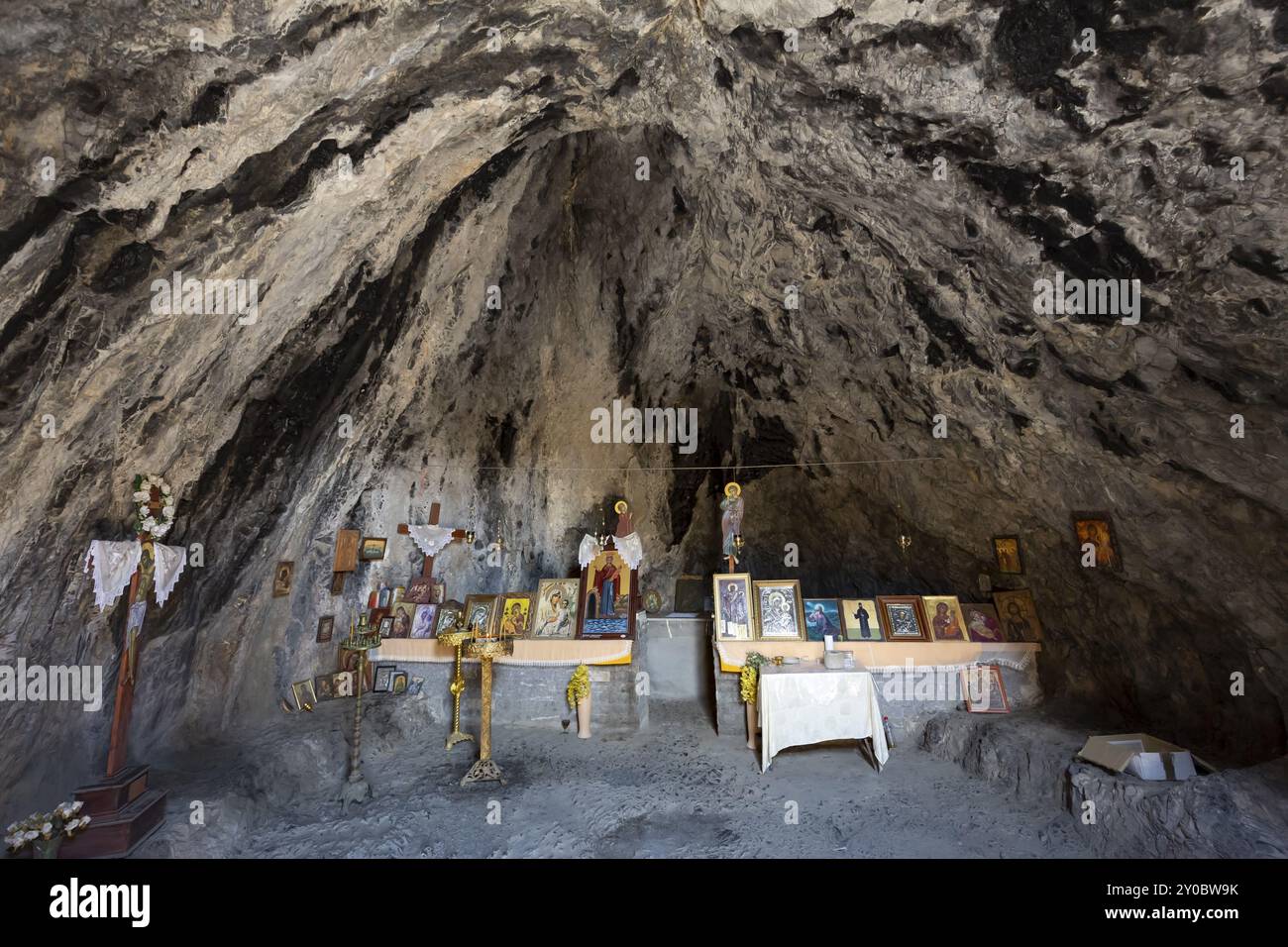 The small rock church of Panagia Tripiti in the Tripiti Gorge, Crete ...