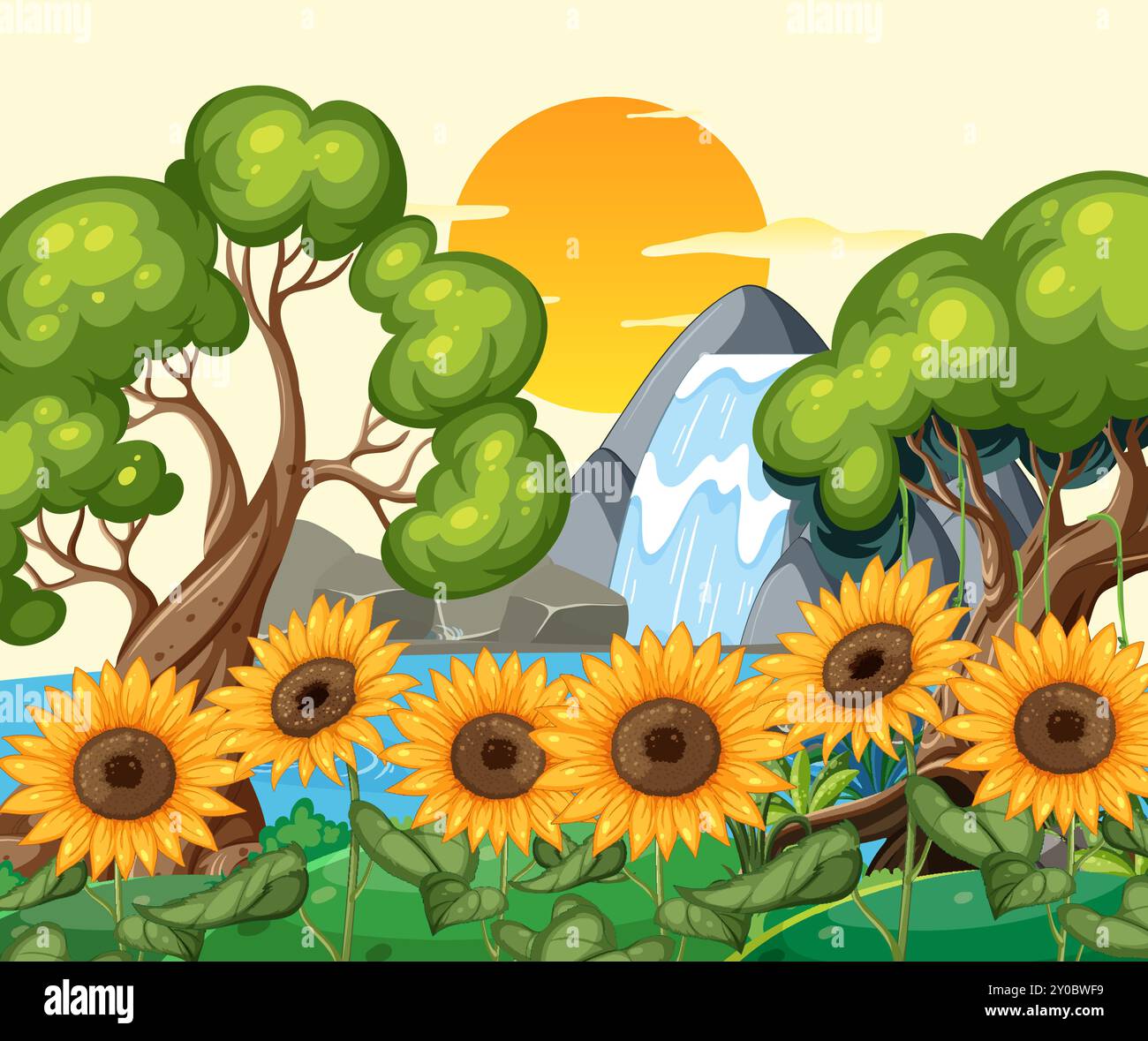 Waterfall blue sky water Stock Vector Images - Alamy