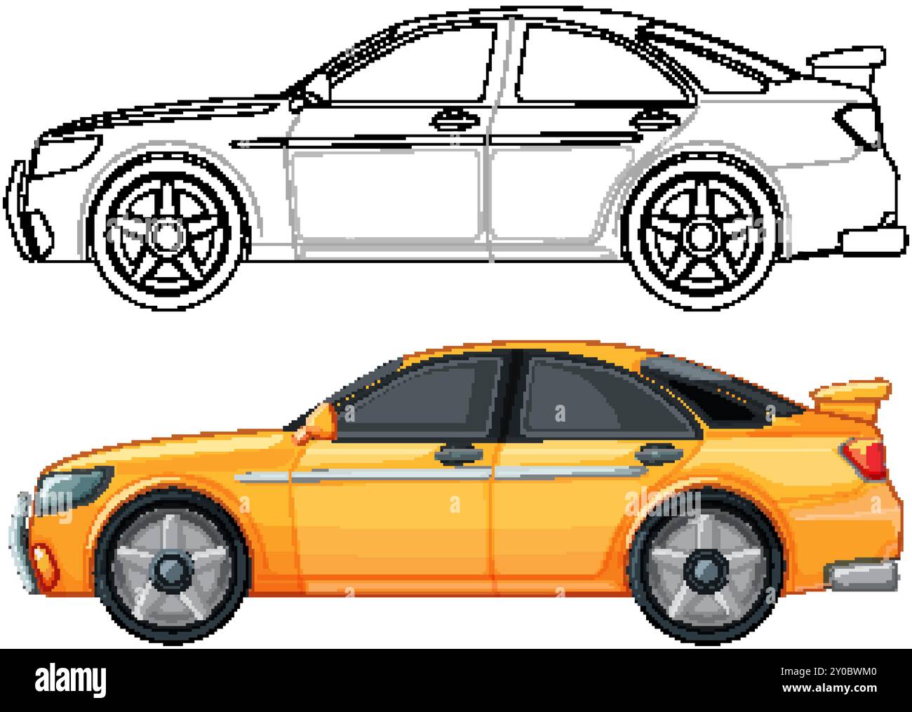 Colored and outlined car side views Stock Vector Image & Art - Alamy