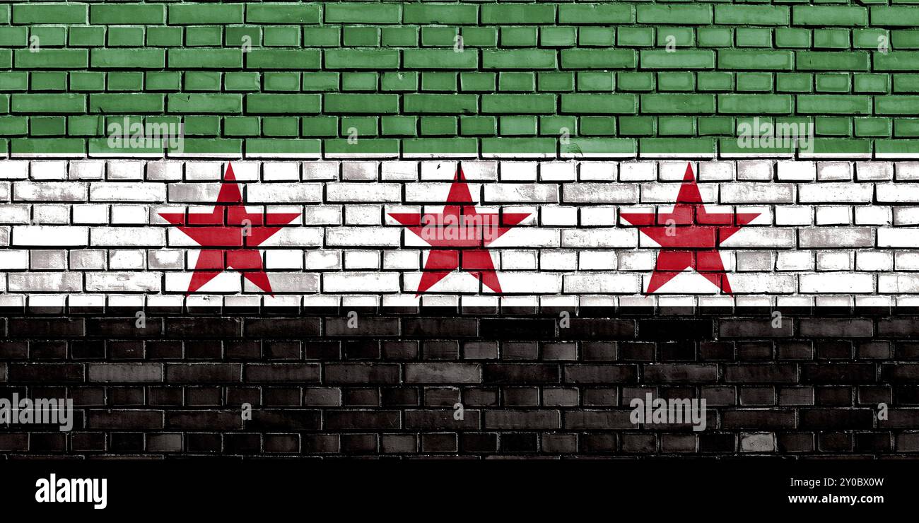 Flag of Syrian Republic painted on brick wall Stock Photo - Alamy