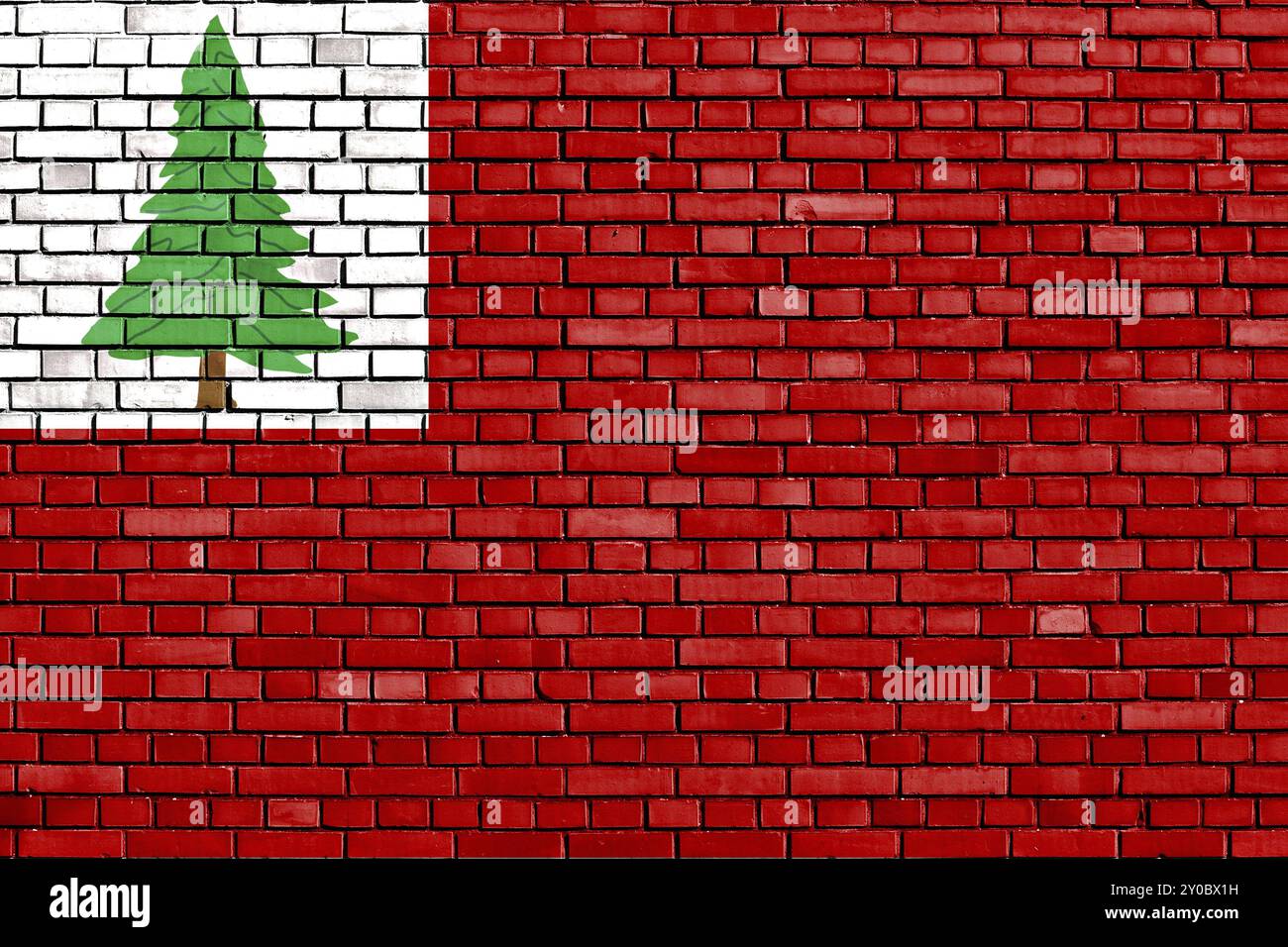 New England pine flag painted on brick wall Stock Photo - Alamy