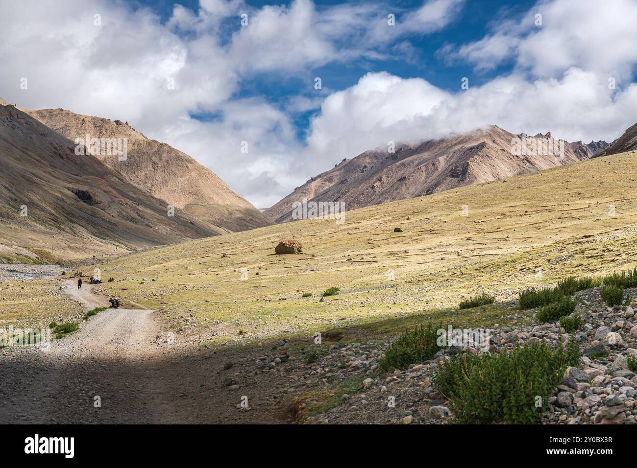 Highland area, dry riverbed along the glen, sheer rocks, dirt road ...