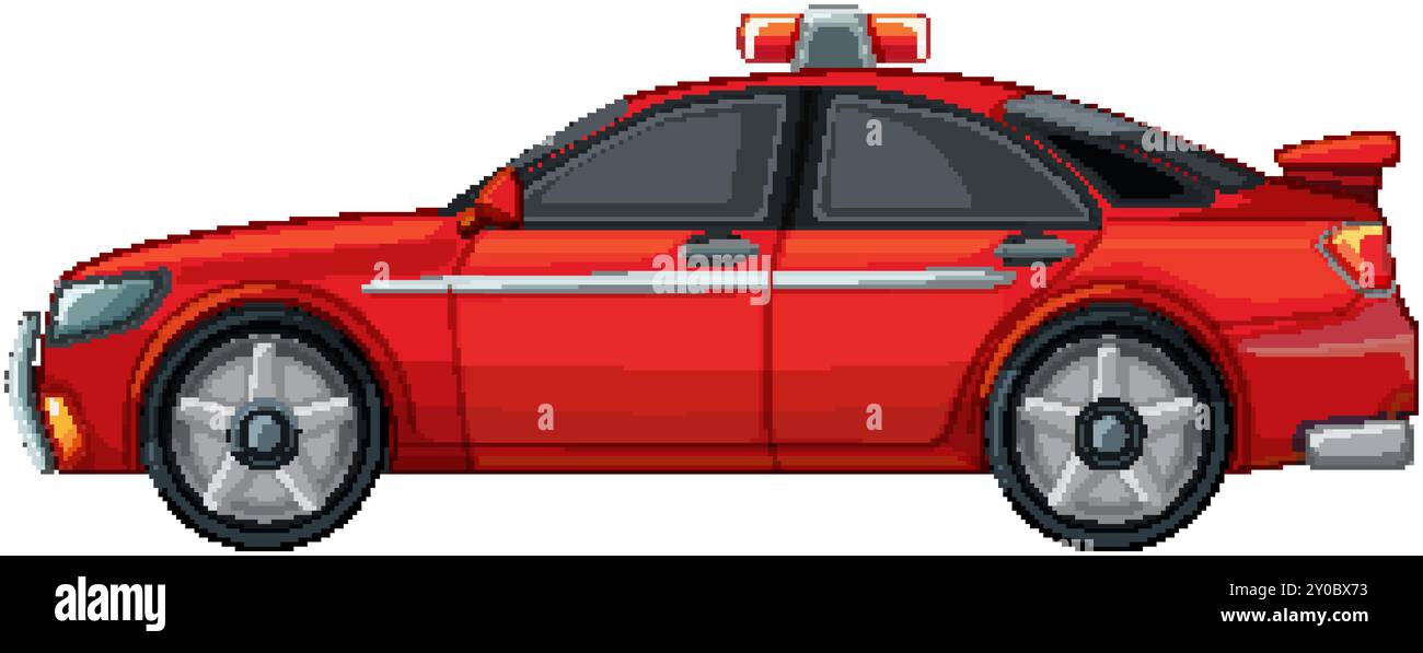 Red police car with siren and lights Stock Vector Image & Art - Alamy