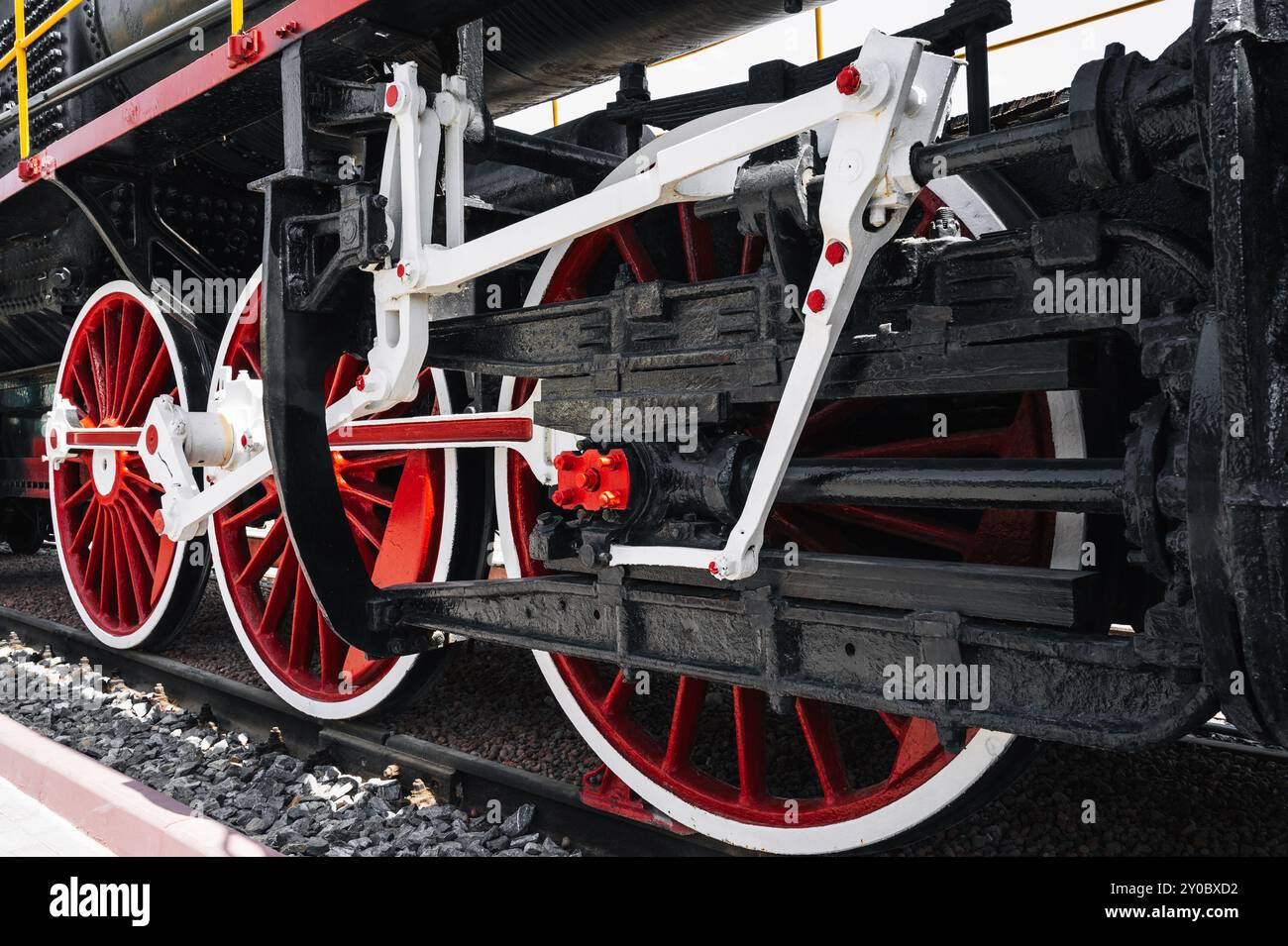 Close-up of the running gear of the locomotive Stock Photo - Alamy