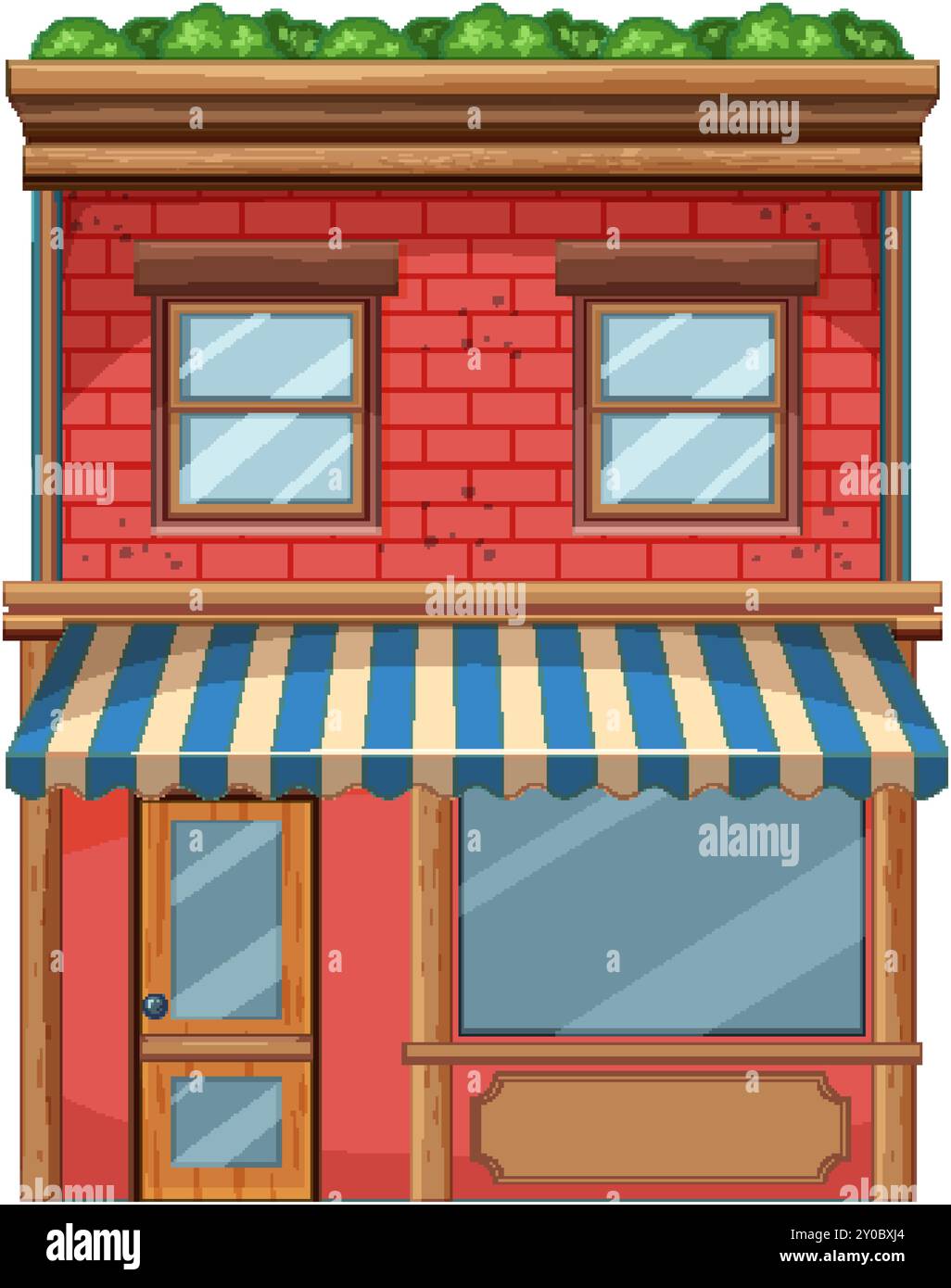 Two-story building with striped awning Stock Vector Image & Art - Alamy