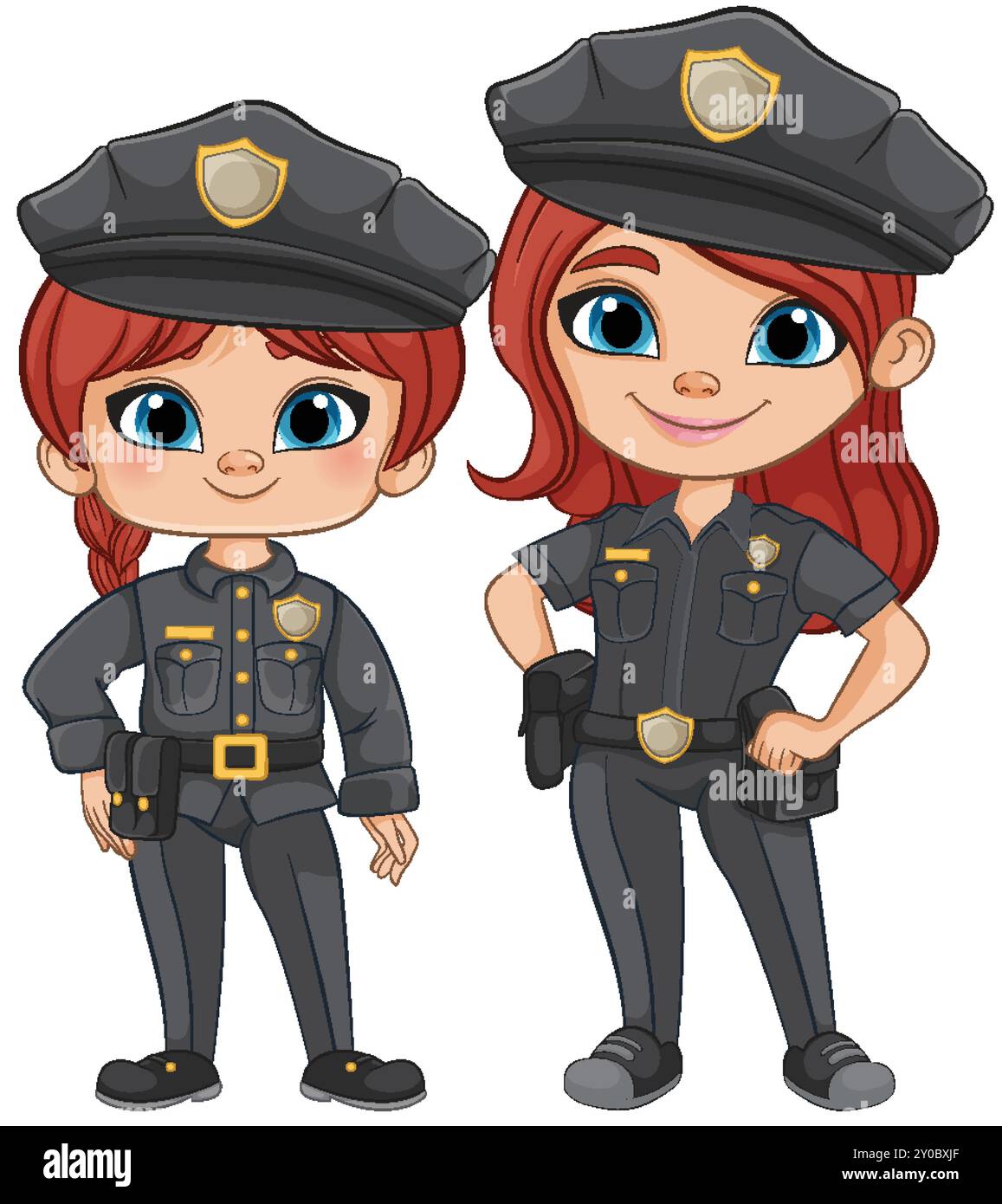 Two cartoon girls dressed as police officers Stock Vector Image & Art ...