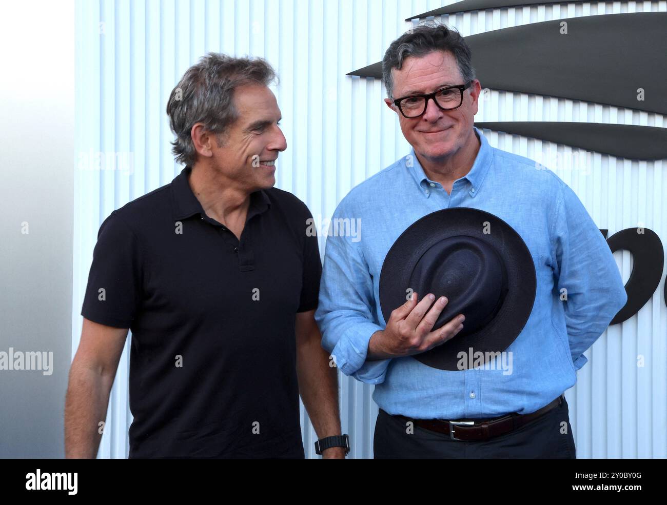 New York, USA. 01st Sep, 2024. Ben Stiller and Stephen Colbert arrive ...