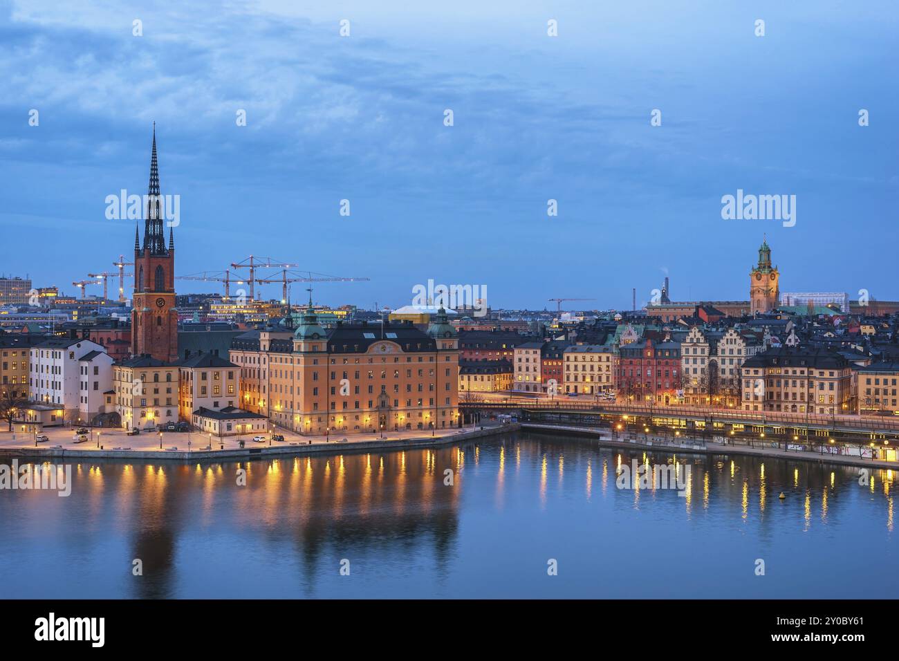 Stockholm Sweden, night city skyline at Gamla Stan old town Stock Photo ...