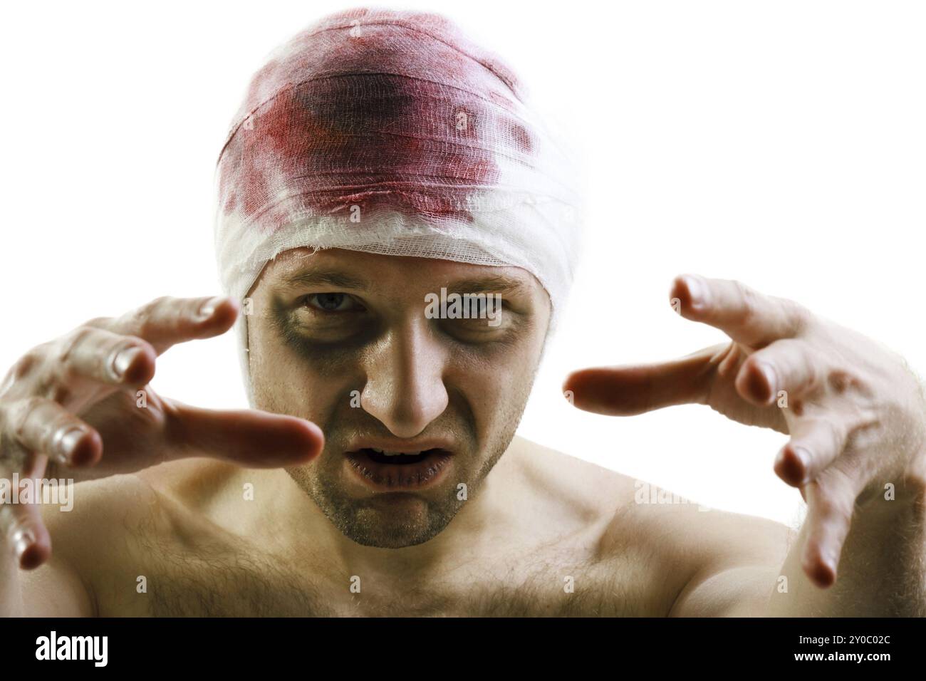 Bandage on human brain concussion blood wound head Stock Photo - Alamy
