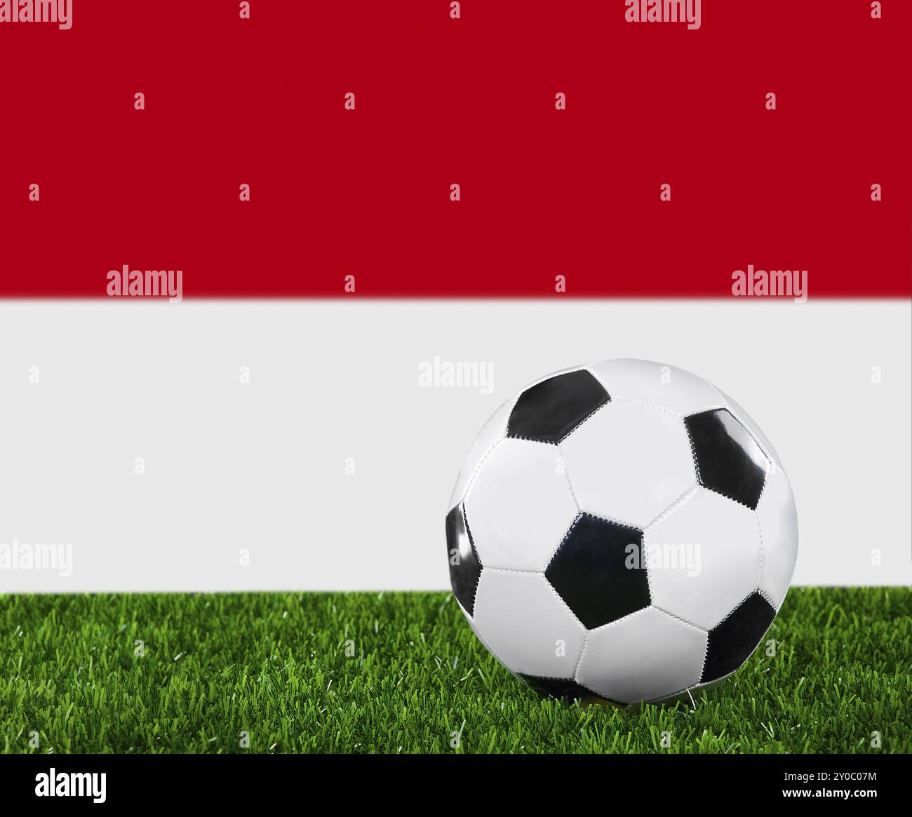 The Monaco flag and soccer ball on the green grass Stock Photo - Alamy