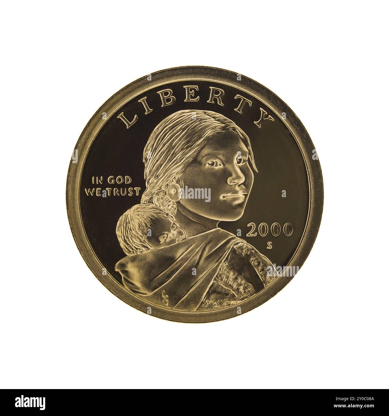 US Sacagawea, one dollar coin, isolated on white Stock Photo - Alamy