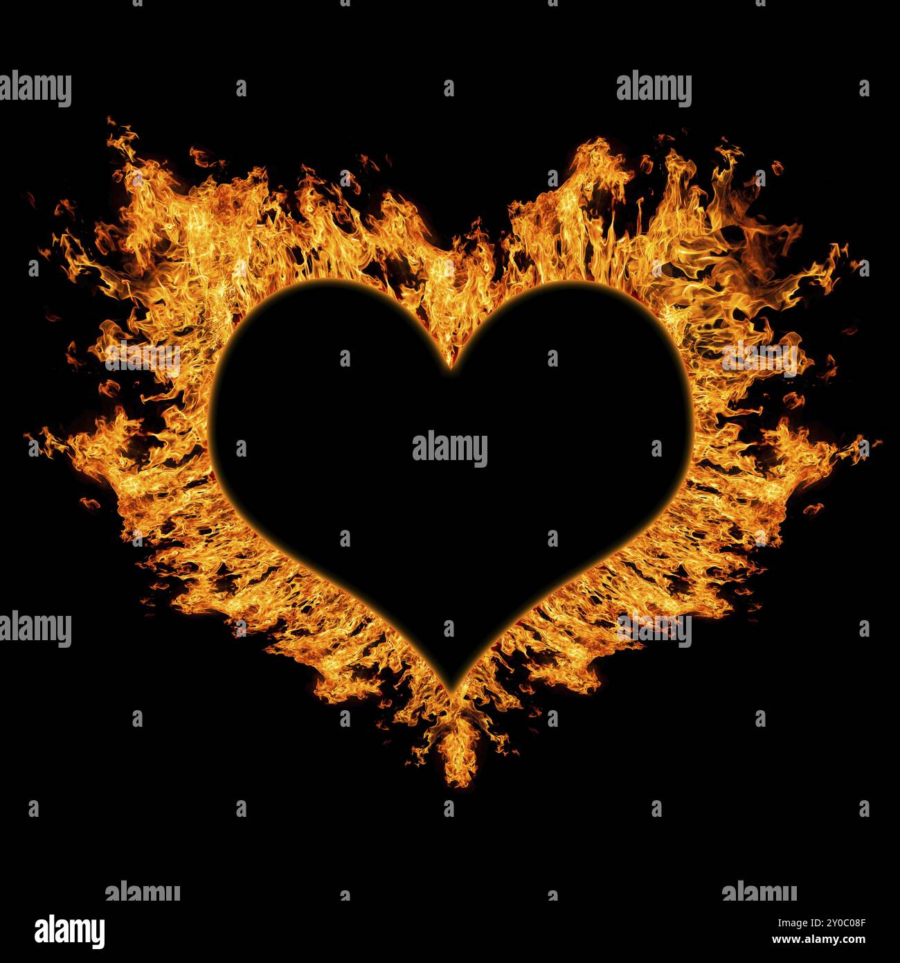 Fiery heart on black background. Concept, closeup Stock Photo - Alamy