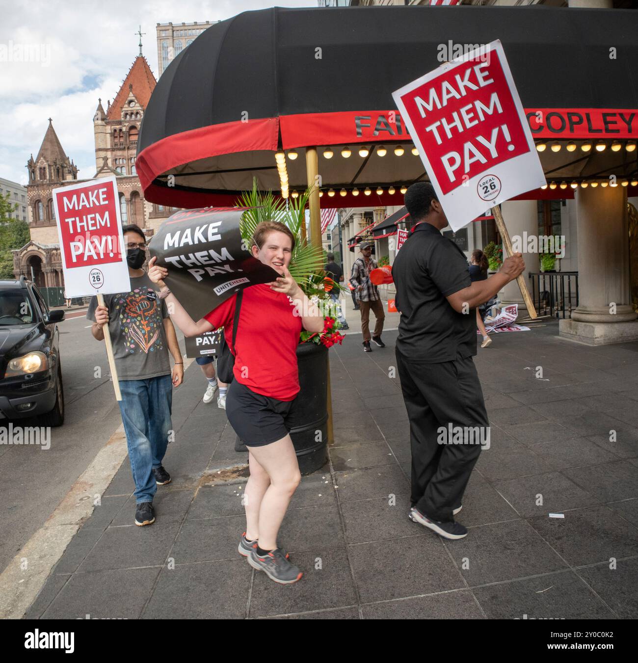 Boston, Massachusetts, USA September 1, 2024 Hotel workers from UNITE ...