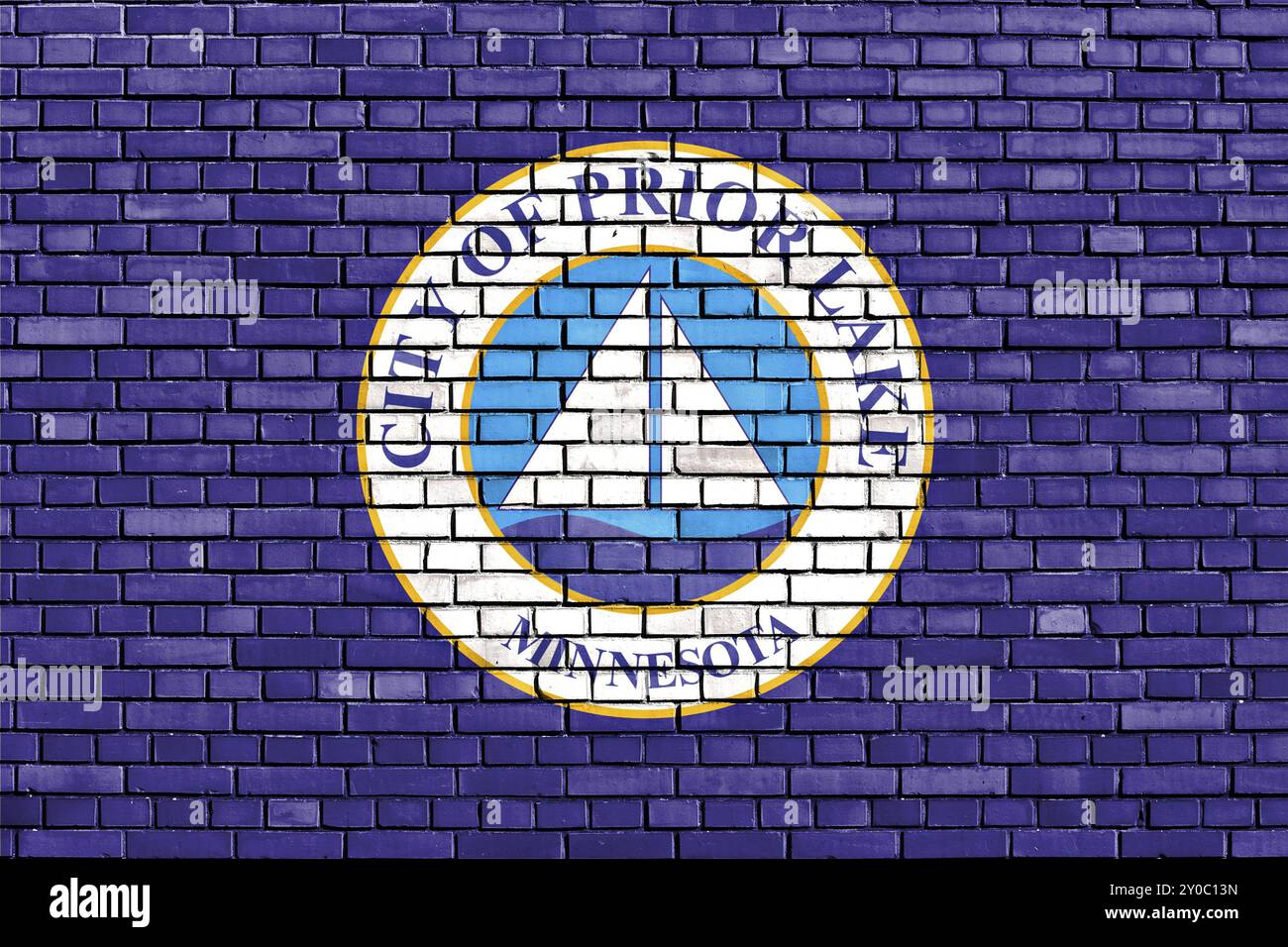 Flag of Prior Lake painted on brick wall Stock Photo - Alamy