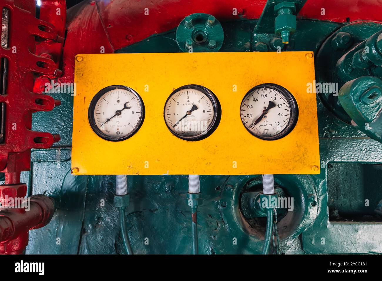 the dashboard inside the driver's cabin of a thermal train Stock Photo ...