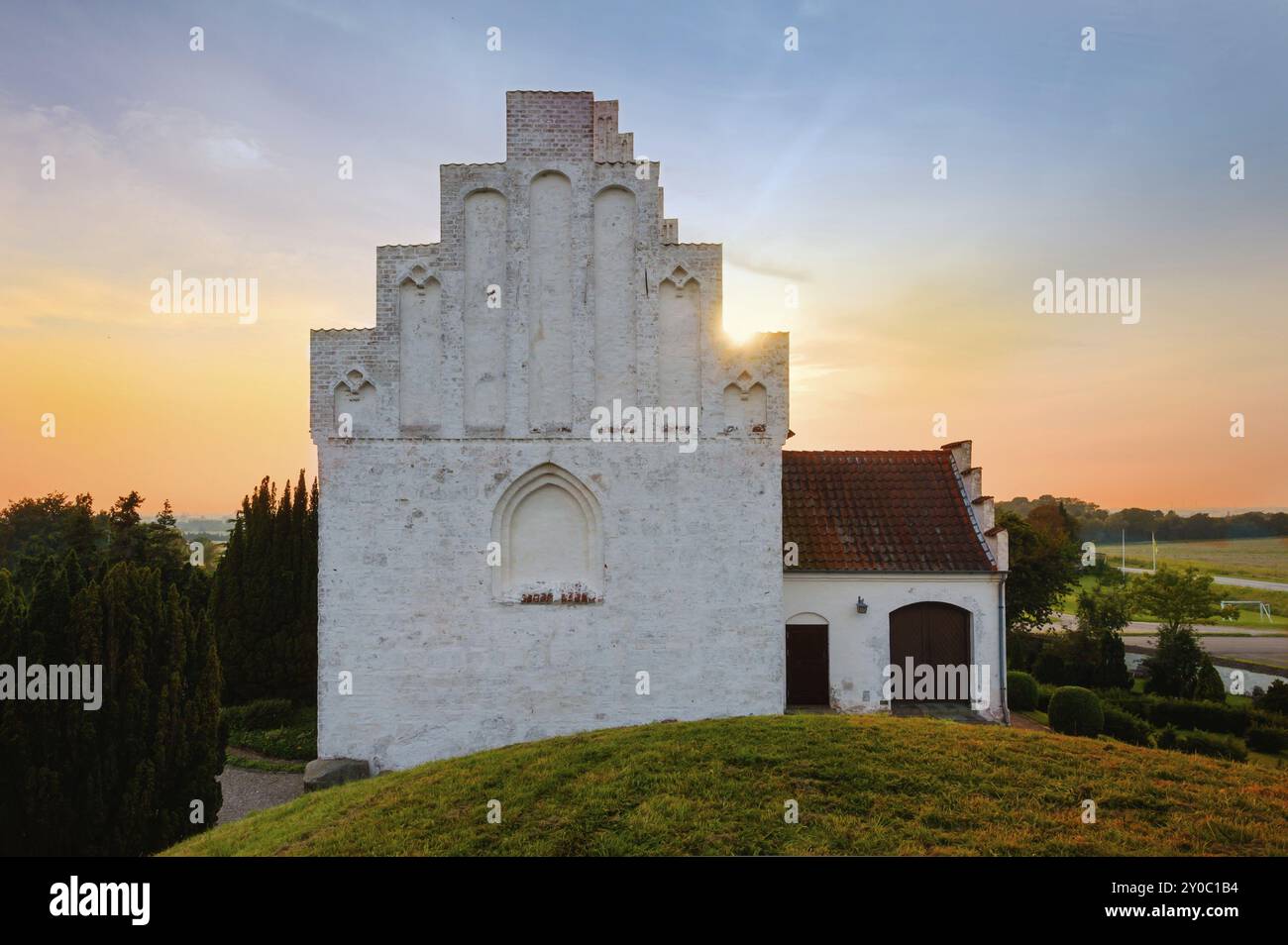 The famous church of Elmelunde on the island of Moen in Denmark. The ...