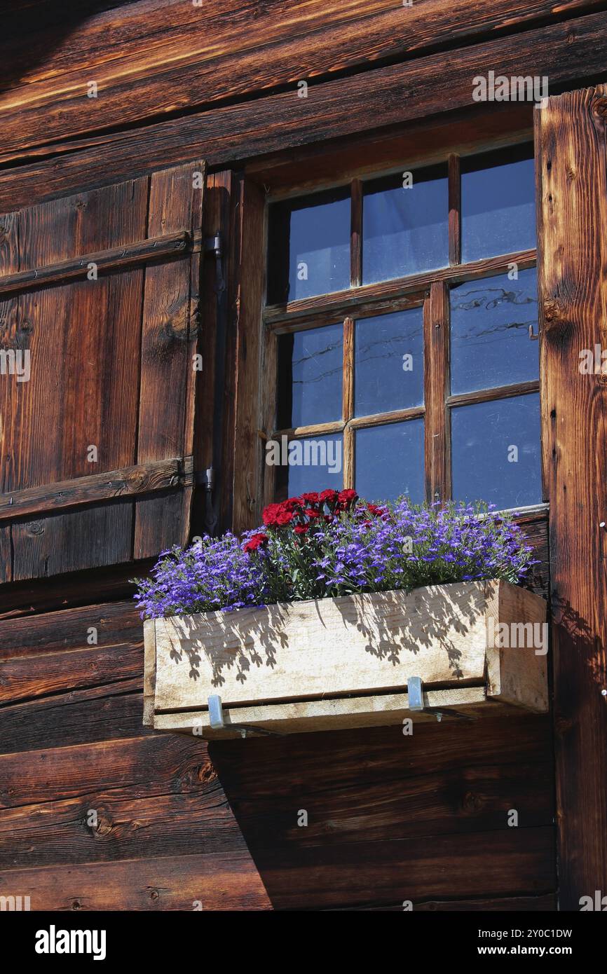 Beautiful old window decorated with flowers Stock Photo - Alamy