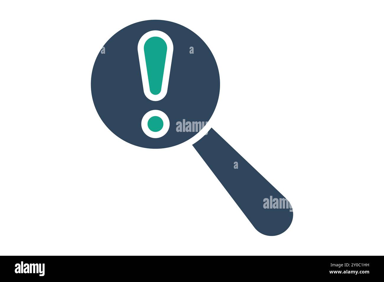 Problem icon. solid icon style. exclamation mark with magnifying glass ...