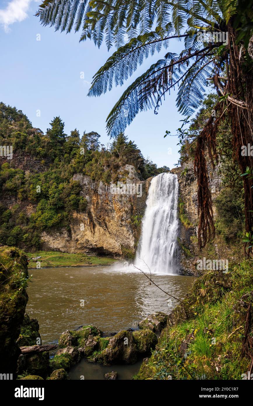 A shot of a waterfall called Hunua falls which is located in Auckland ...
