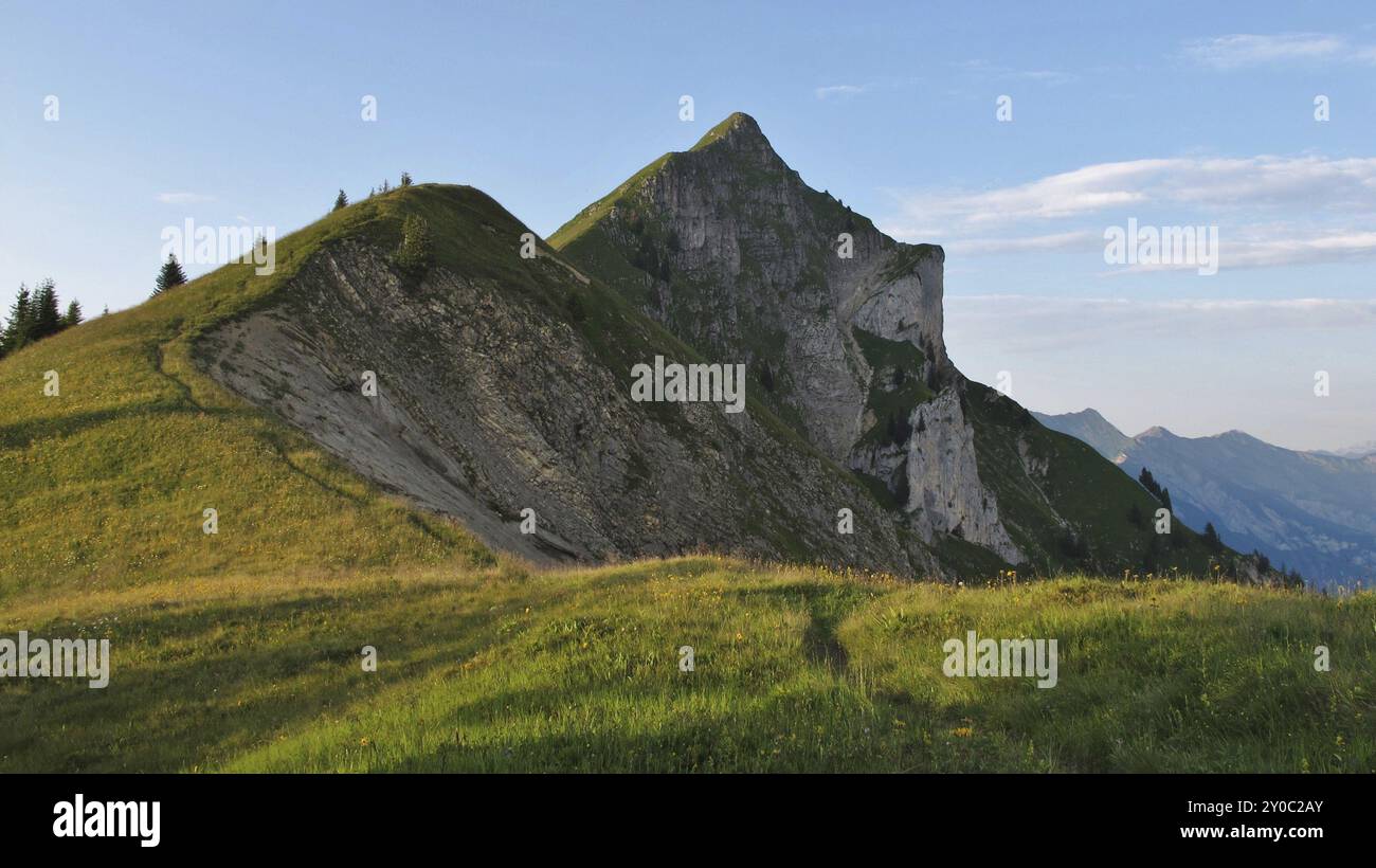 Mount Augstmatthorn, Switzerland. Beautiful shaped mountain and popular ...