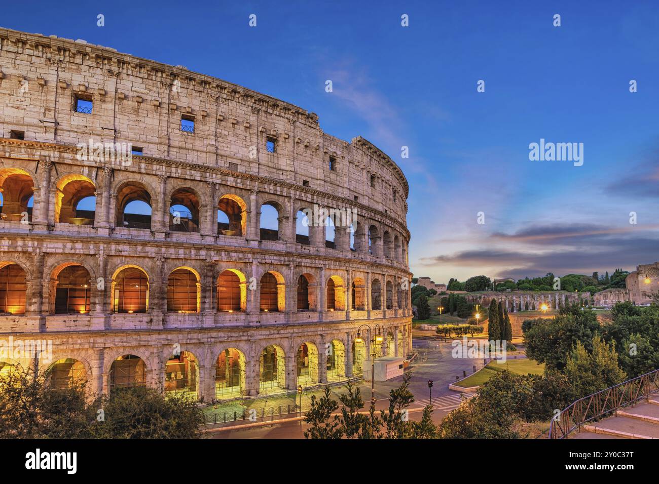 Rome Italy night city skyline at Rome Colosseum empty nobody Stock ...