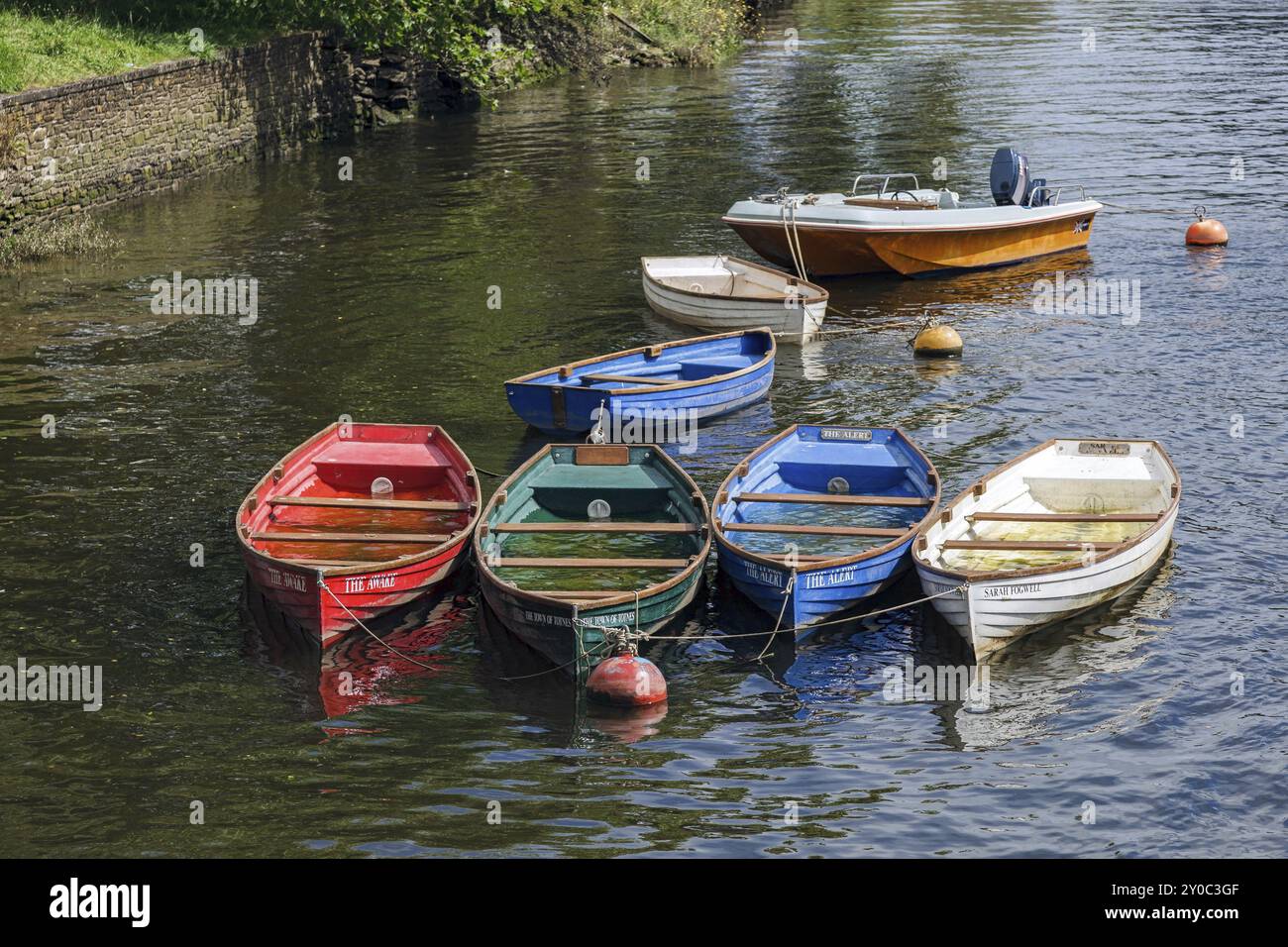 Group of Rowing Boats Full with Rainwater Stock Photo - Alamy