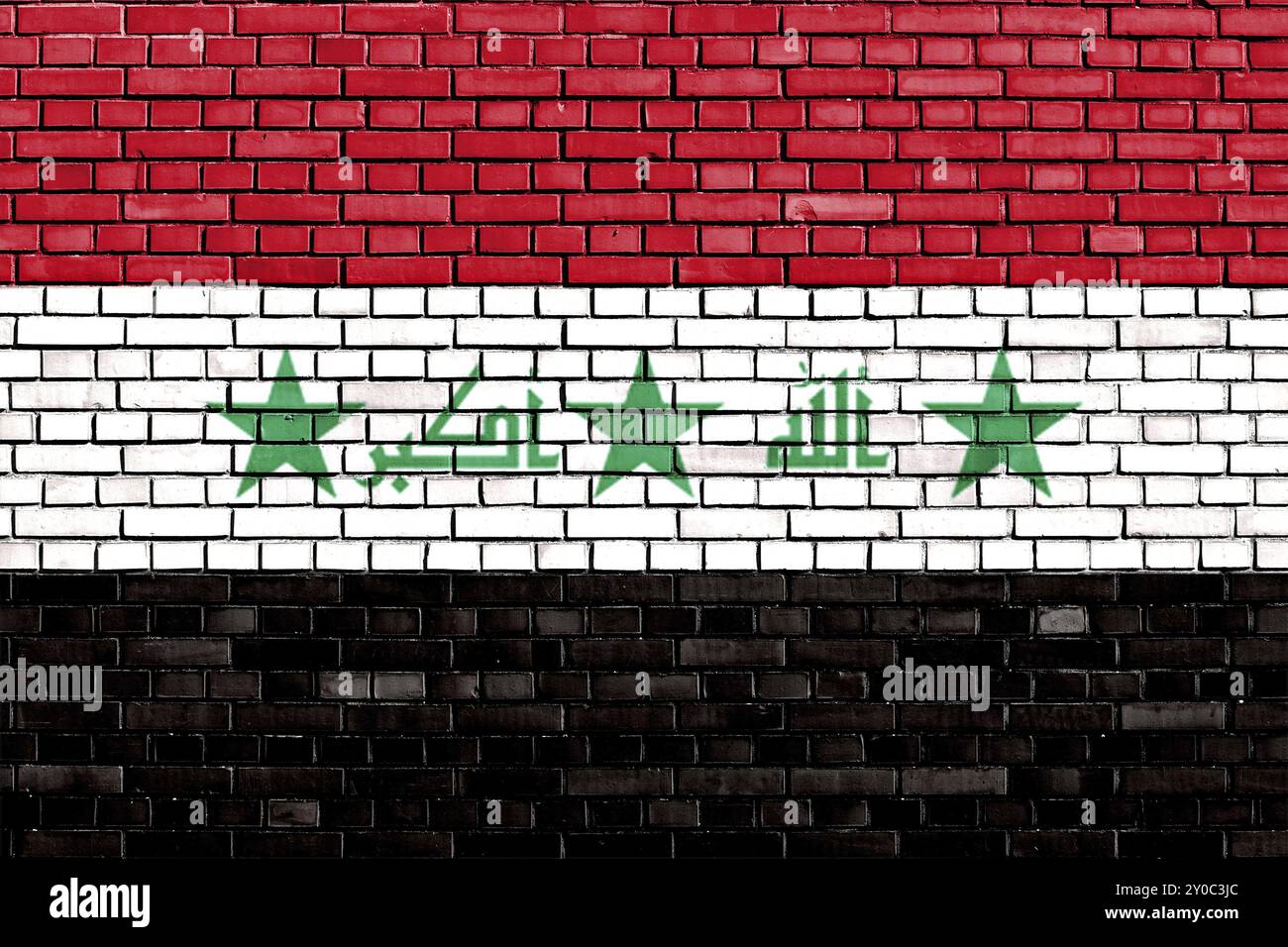 Flag of Iraq painted on brick wall Stock Photo - Alamy