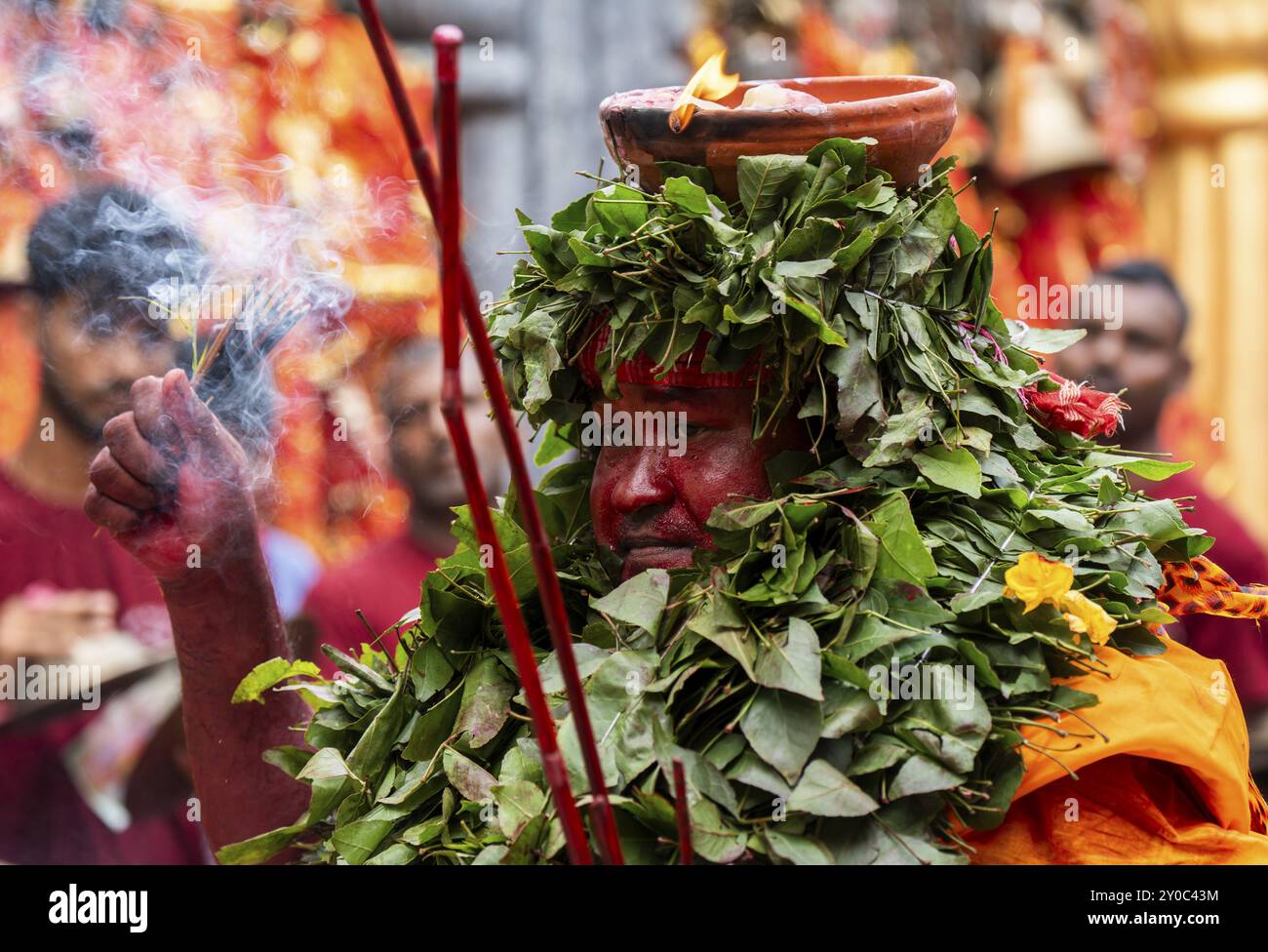 GUWAHATI, INDIA, AUGUST 19: Priest dance in the beat of Dhol (Drum ...