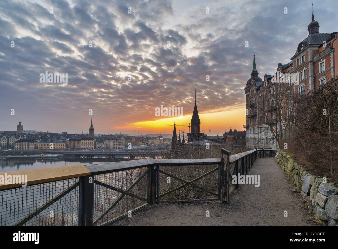 Stockholm Sweden, sunrise city skyline at Gamla Stan and Slussen Stock ...