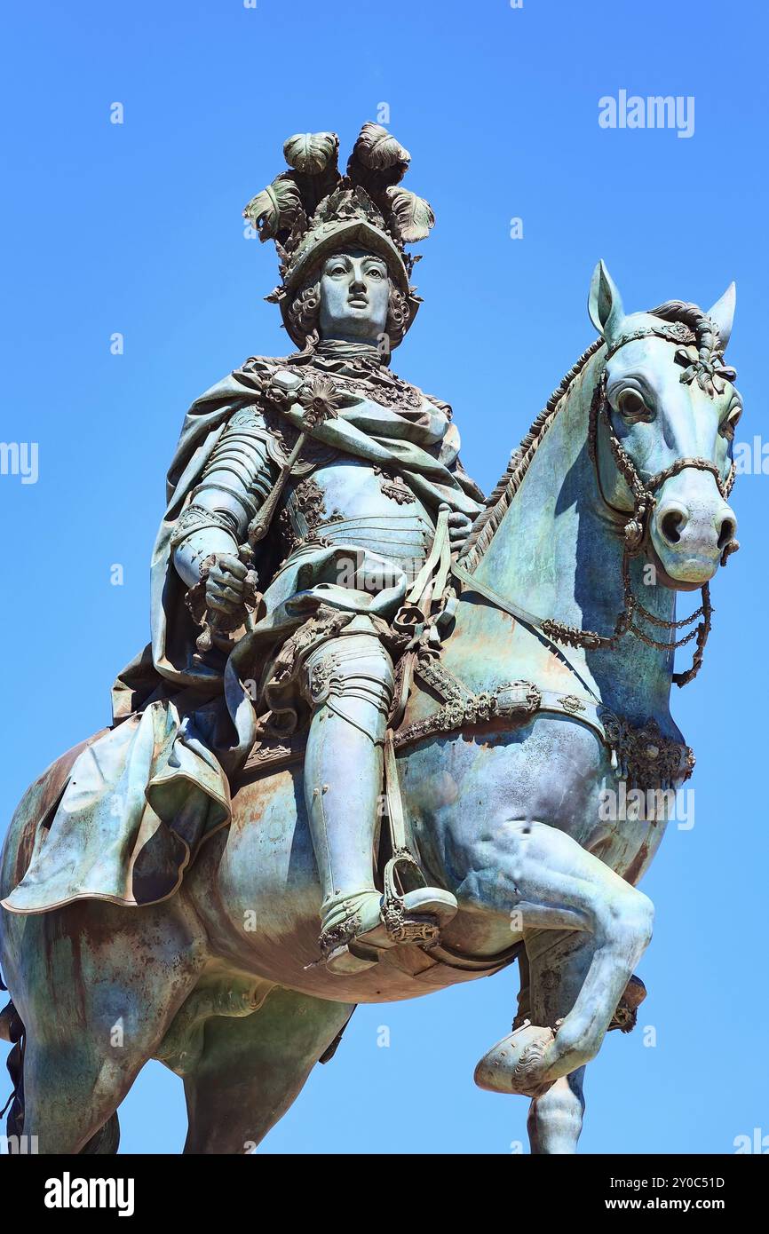 Lisbon, Portugal city landmark, statue of King Jose I in square of ...