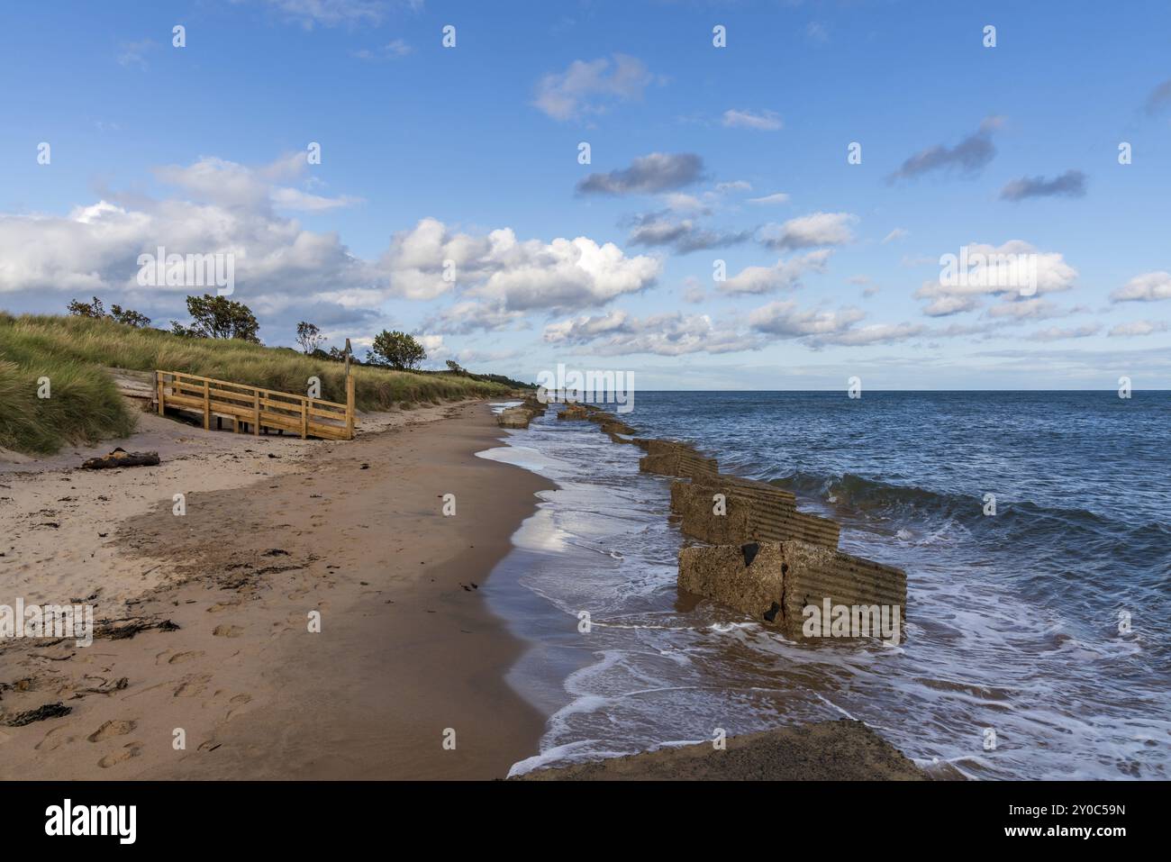 North Sea Coast in Alnmouth in Northumberland, England, UK, with some ...