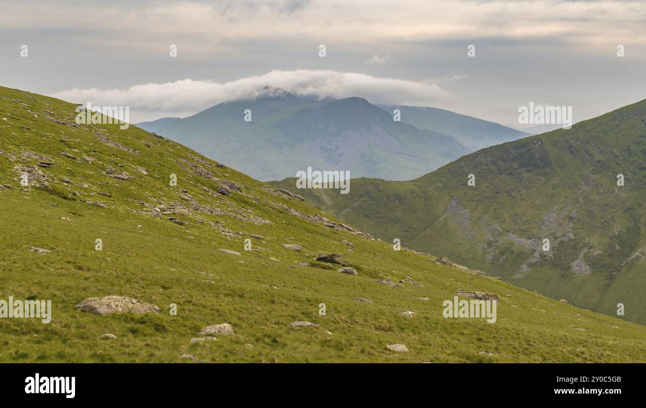 Landscape in Snowdonia, seen on the Llanberis Path, between Mount ...