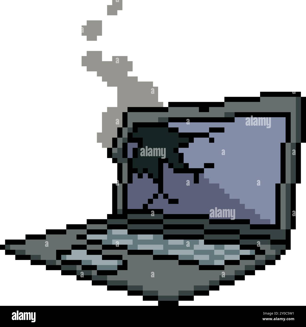 pixel art of laptop monitor break isolated background Stock Vector ...