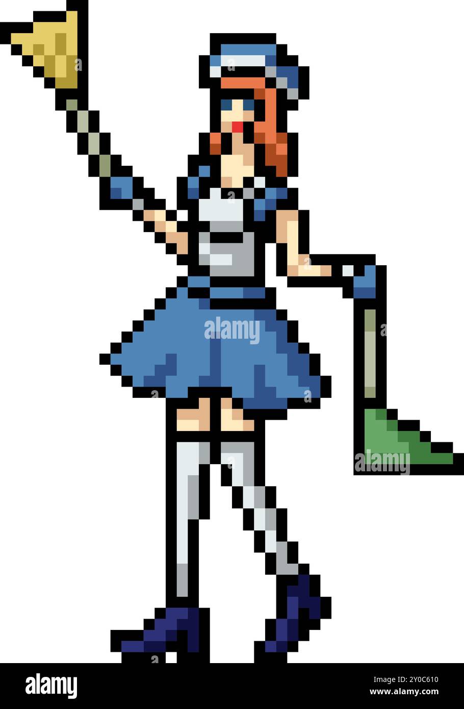 pixel art of woman maid janitor isolated background Stock Vector Image ...