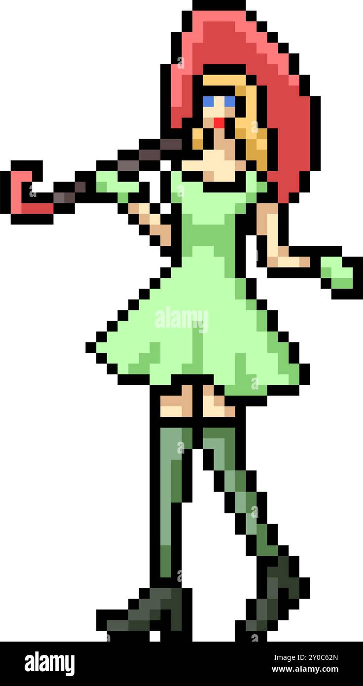 pixel art of woman fashion dress isolated background Stock Vector Image ...