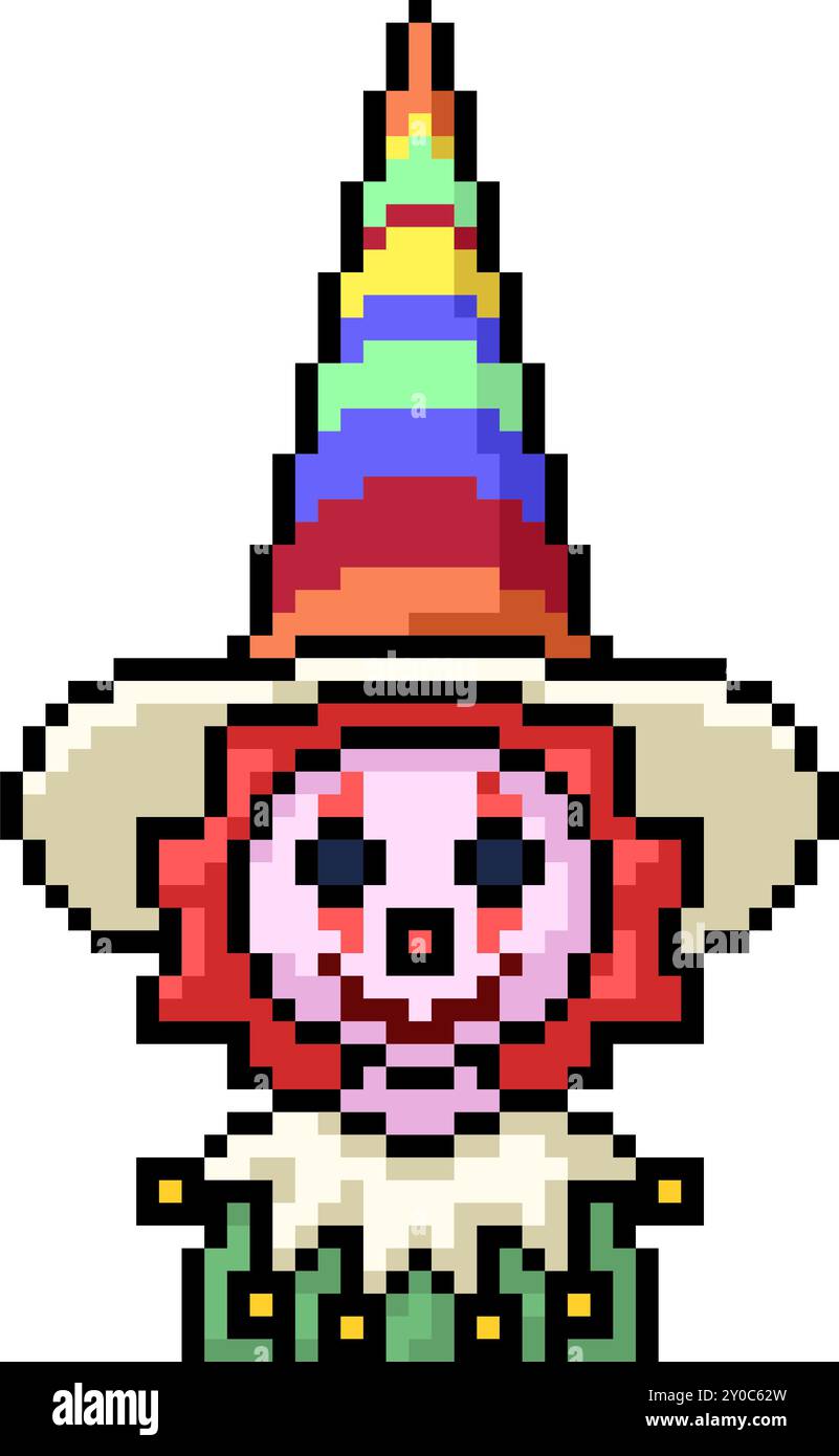 pixel art of creppy jester clown isolated background Stock Vector Image ...