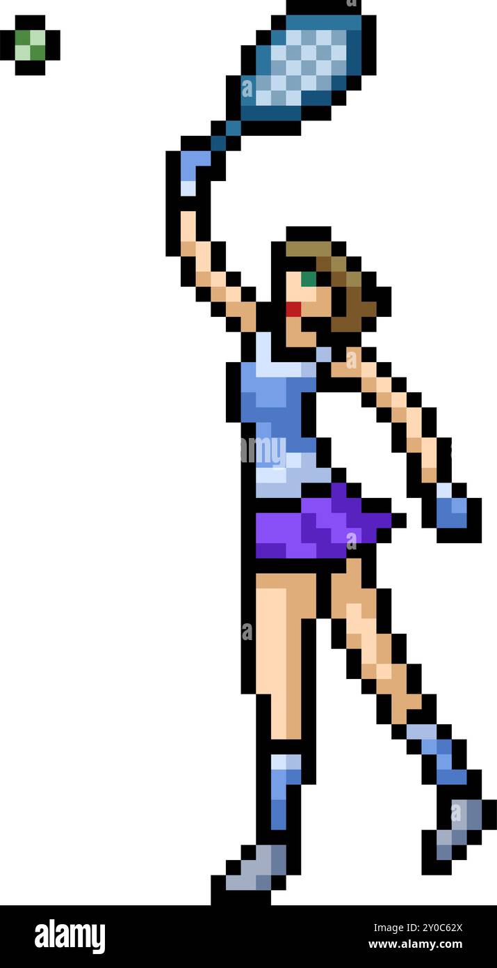 pixel art of woman athlete tennis isolated background Stock Vector ...