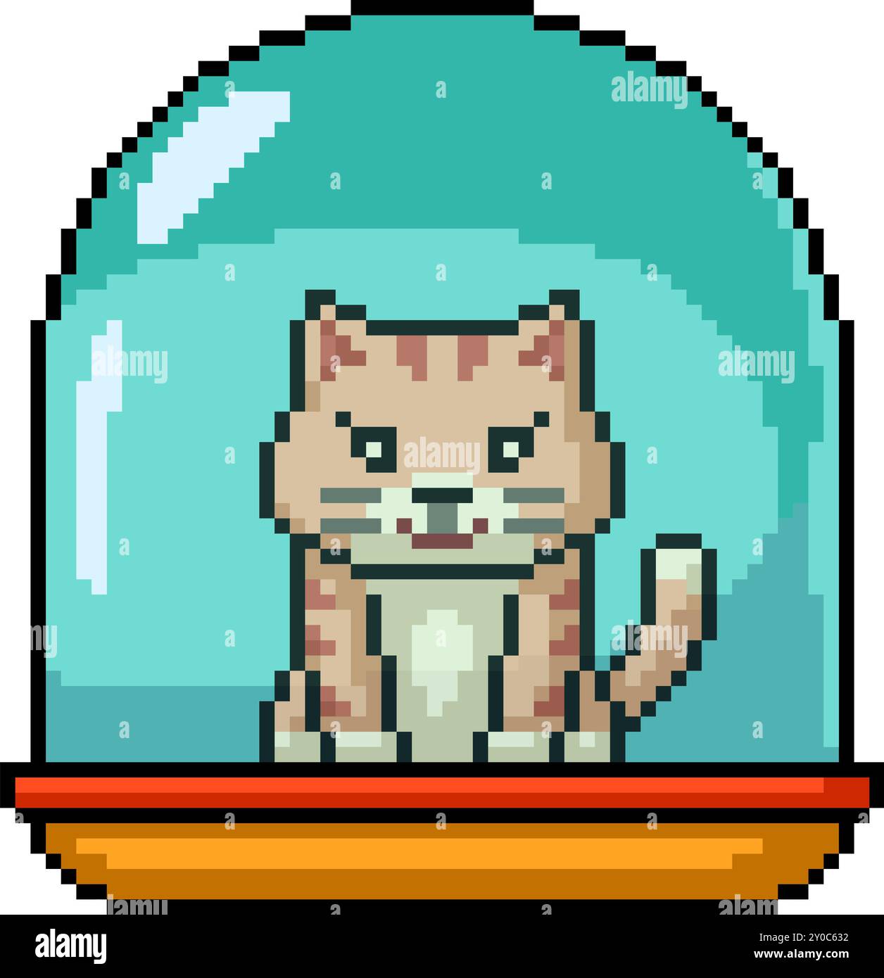 pixel art of cat glass dome isolated background Stock Vector Image ...