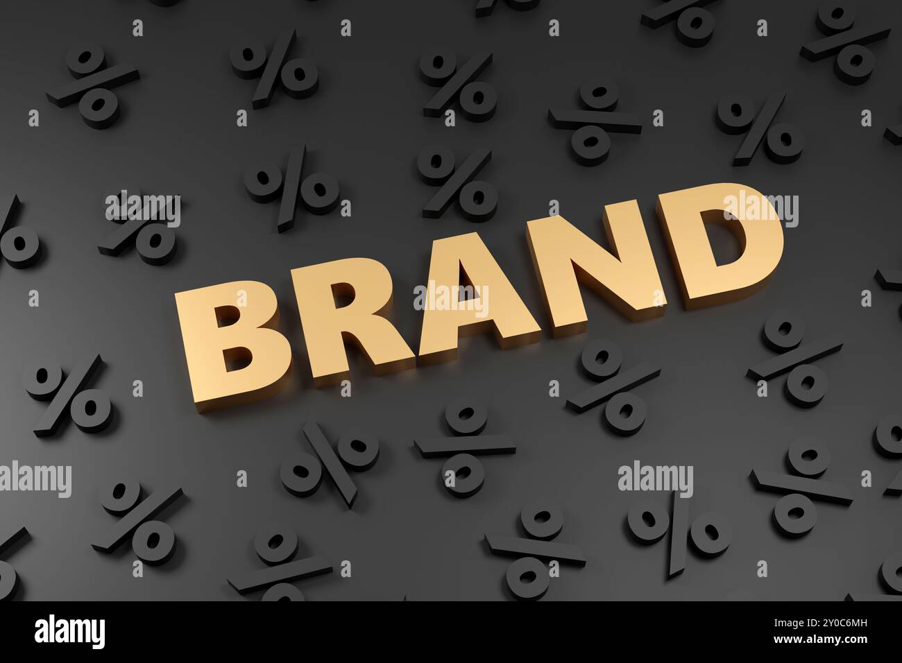 Luxury golden inscription brand on black podium, soft light, front view ...