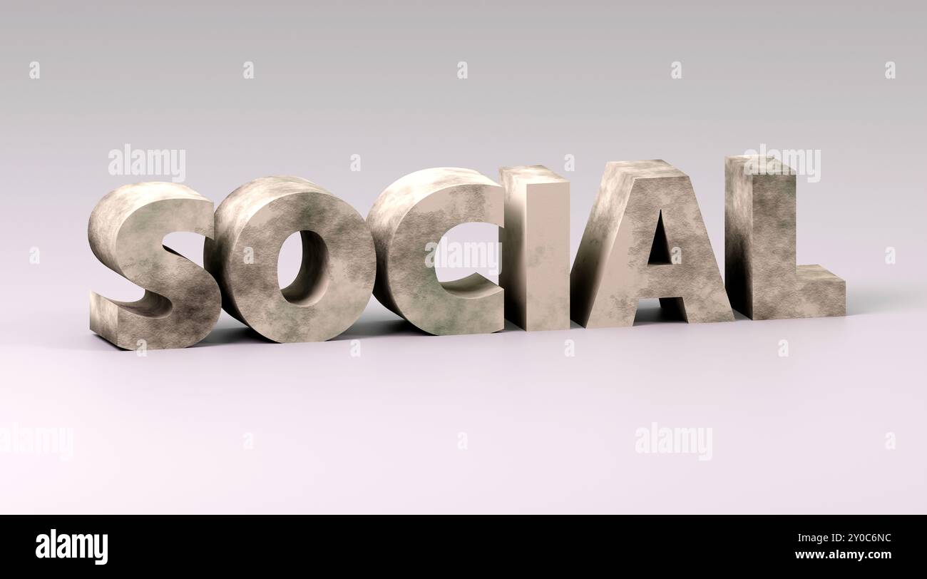 3d concrete sign Social on grey background. Sales promotional concept ...