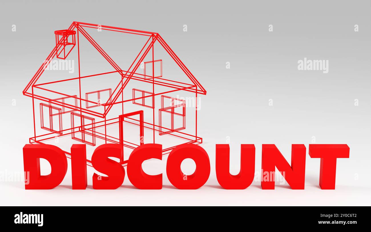 Luxury red inscription discount on grey podium, soft light, front view ...