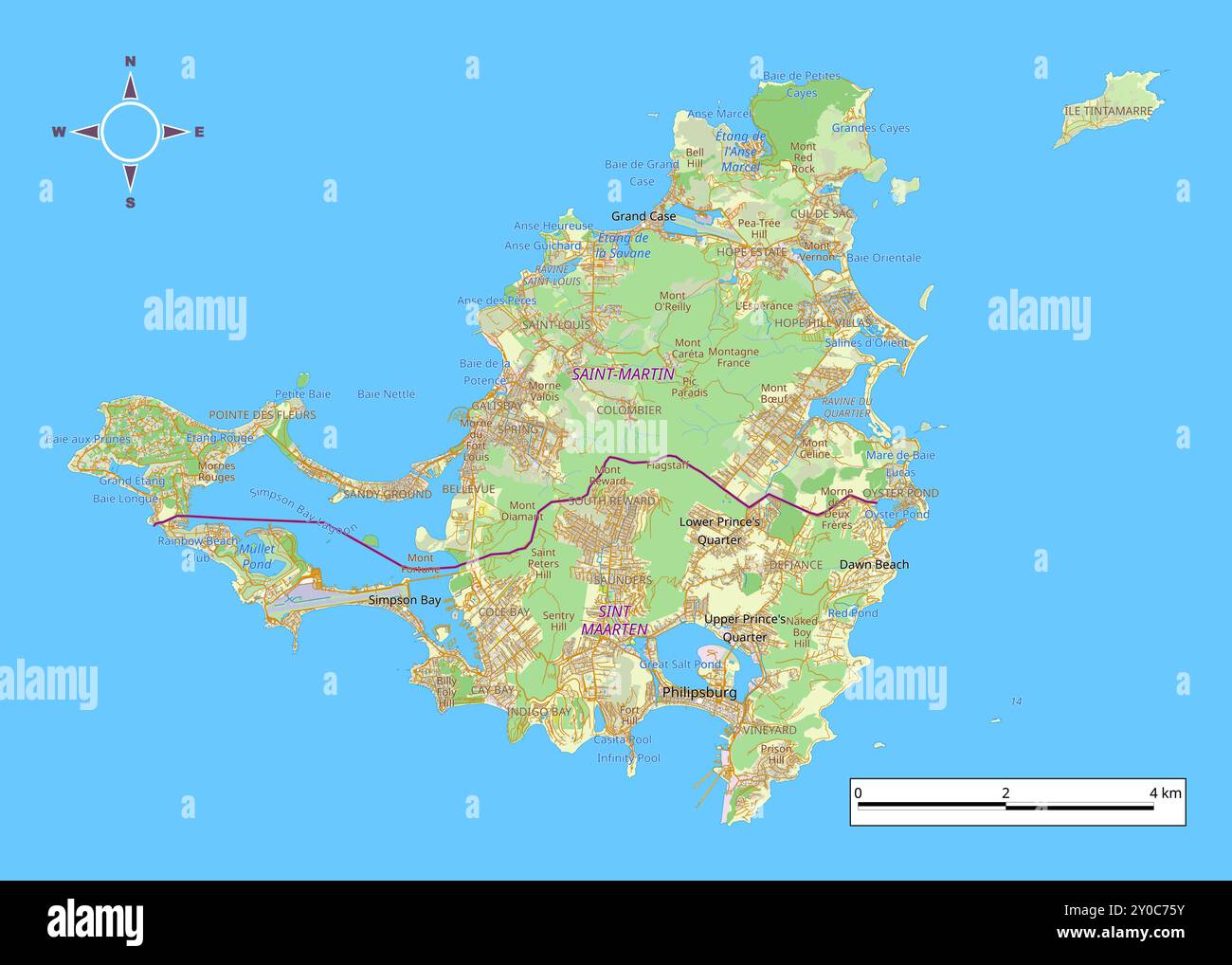 Sint maarten outline hi-res stock photography and images - Alamy