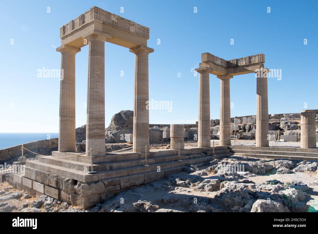 Temple of Athena Lindia in the Acropolis of Lindos Stock Photo - Alamy