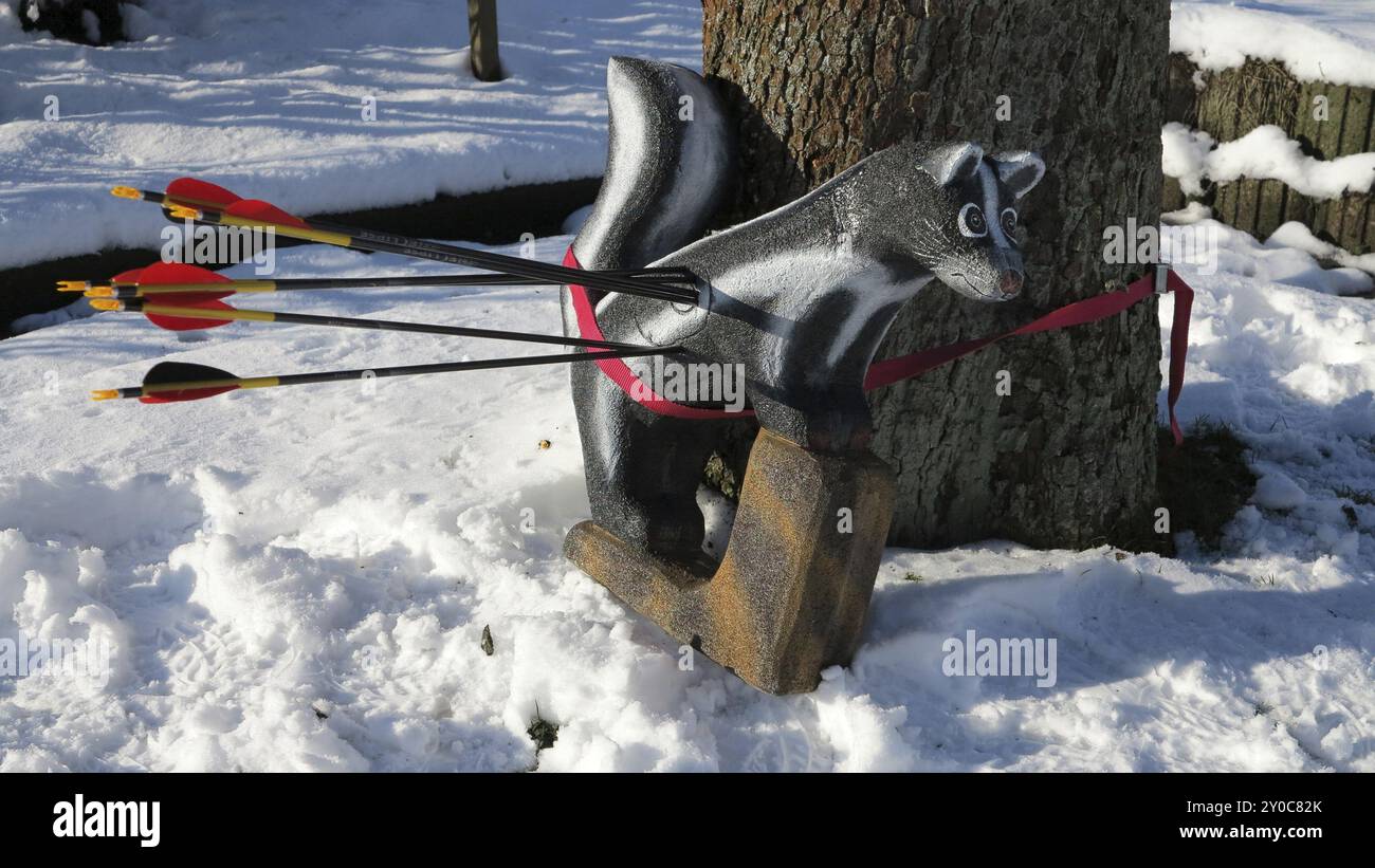 Archery in winter on a 3D skunk Stock Photo - Alamy