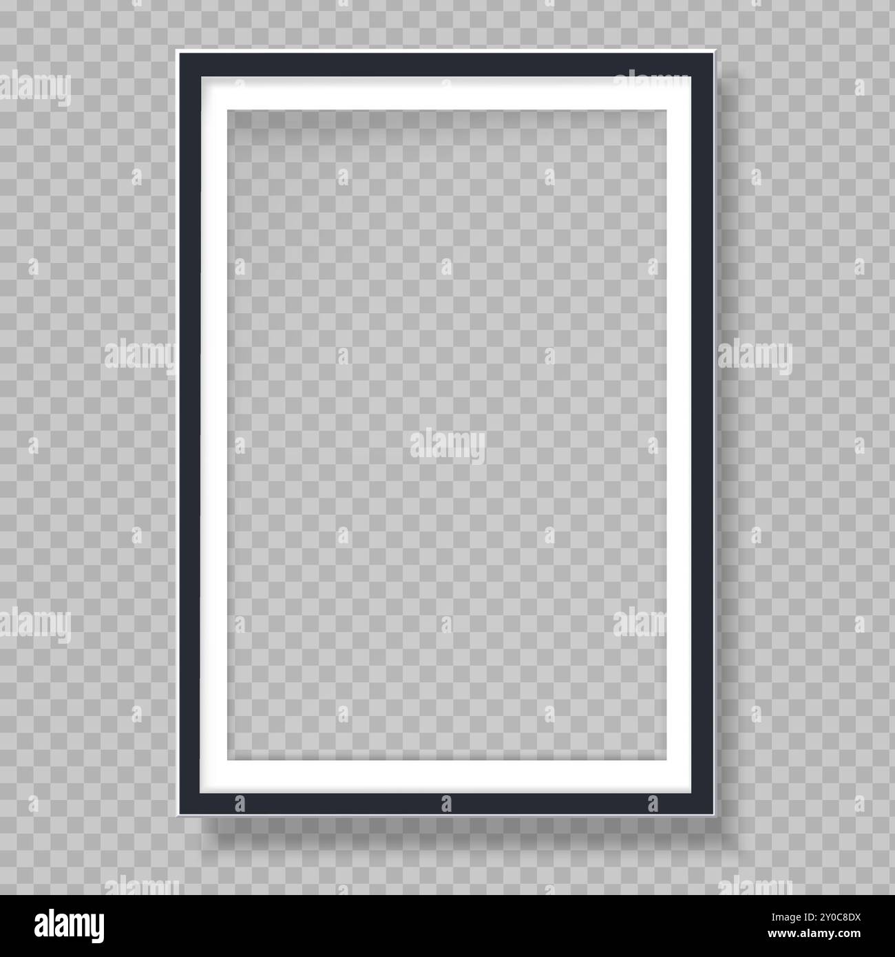Black White blank picture frame with shadow effect. Vertical picture ...
