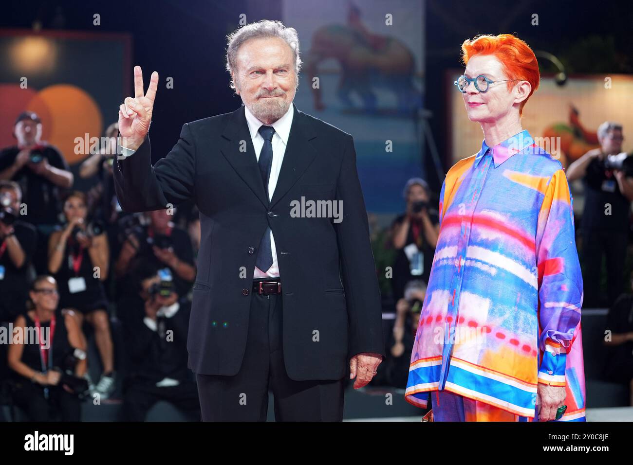 Venezia, Italia. 1st Sep, 2024. Sandy Powell Franco Nero and during the ...