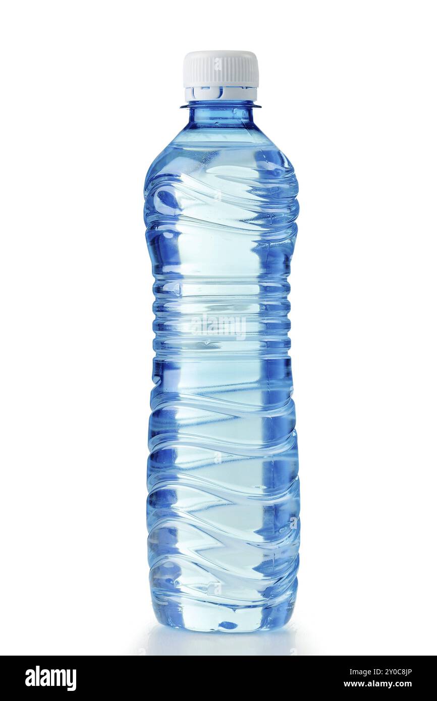 Polycarbonate plastic bottle of mineral water isolated on white ...
