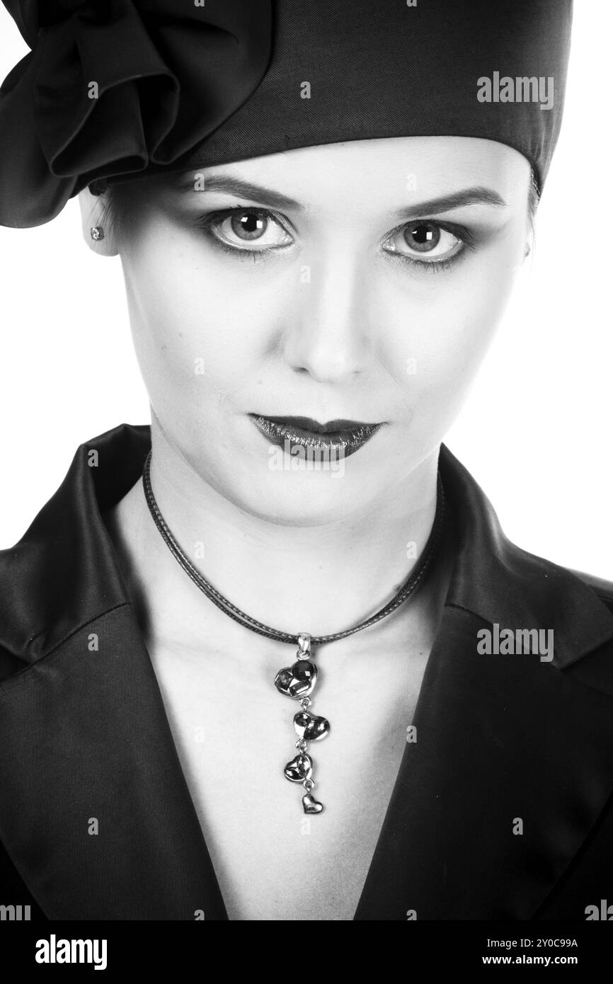 Old-fashioned lady. Isolated on white Stock Photo - Alamy