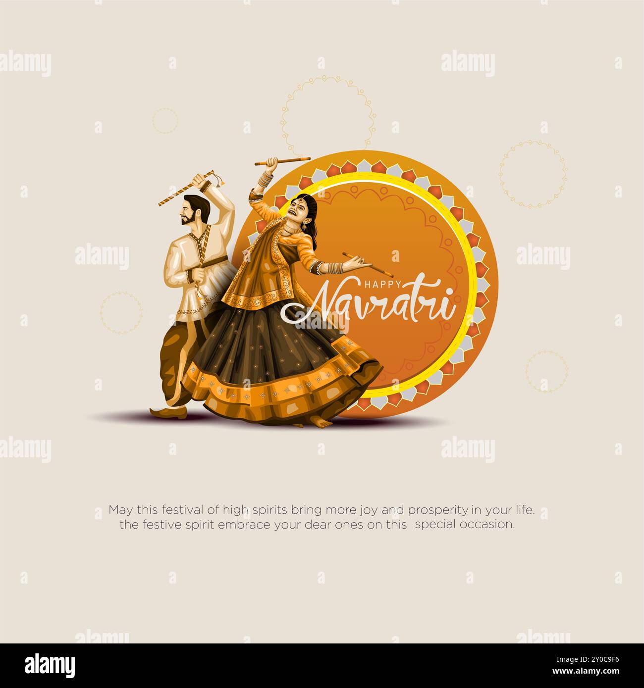 Garba Night poster for Navratri Dussehra festival of India. vector illustration design of ...