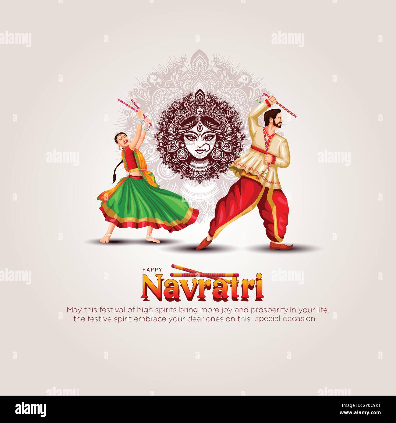 Garba Night poster for Navratri Dussehra festival of India. vector illustration design of ...